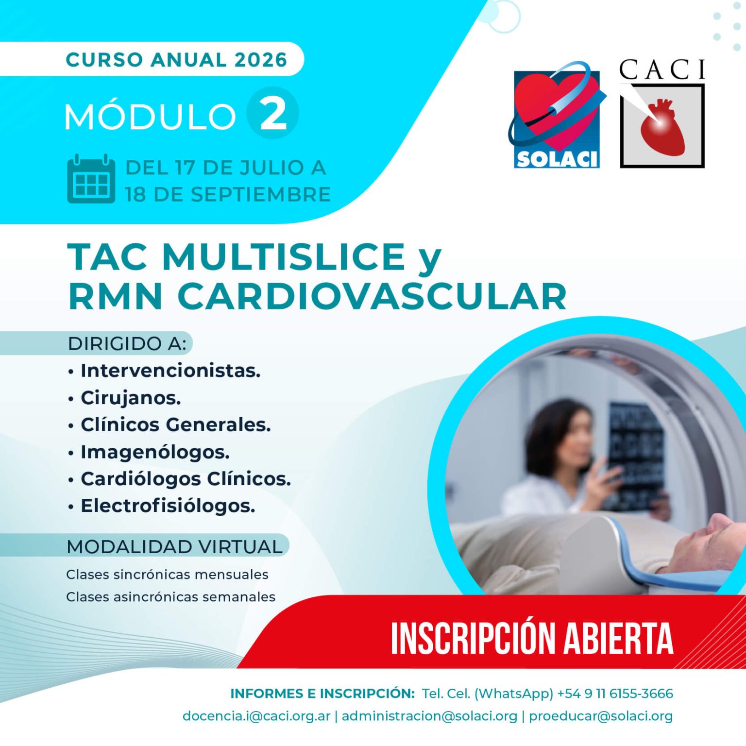 Inscripción abierta al Módulo 2 del Curso Anual 2026: TAC Multislice y ...